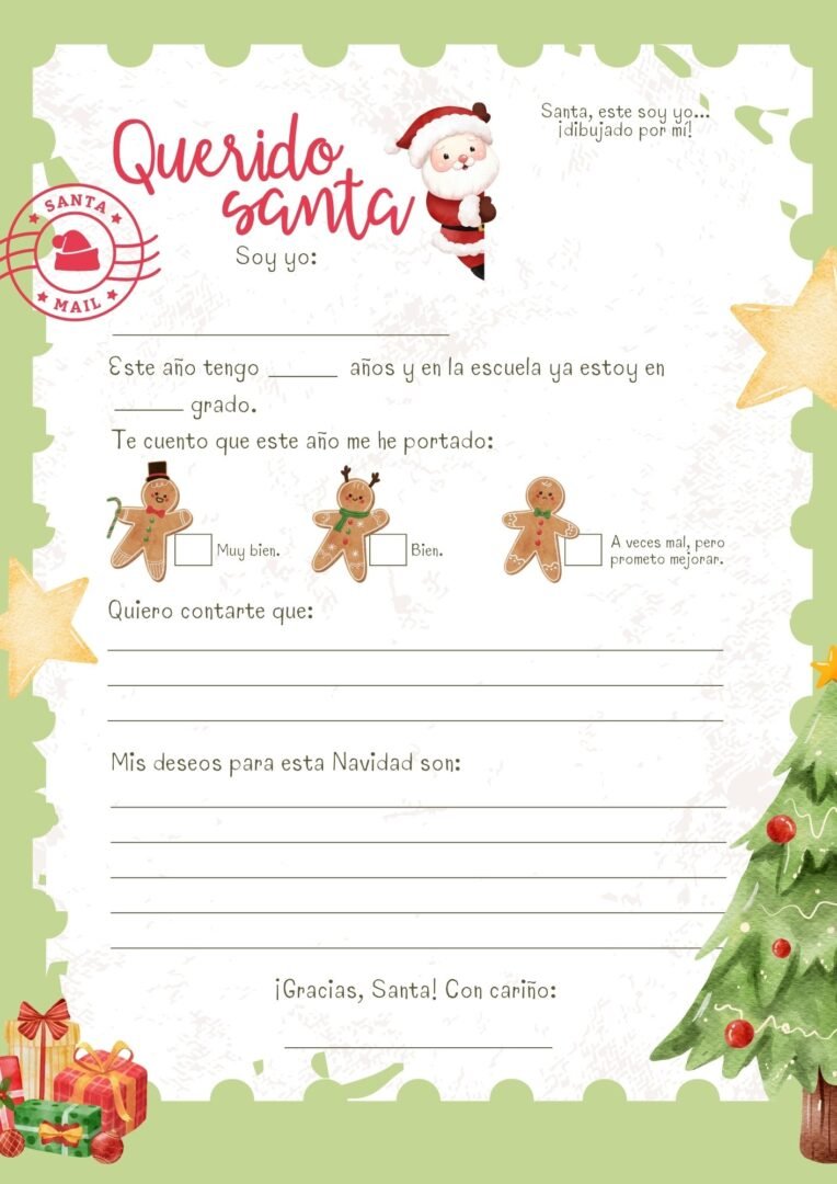 Carta a Santa para imprimir, Actividad para Inicial y primer ciclo ...